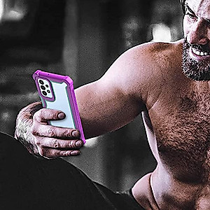 KSELF Case for Samsung Galaxy A23 5G Case with 9H Tempered Glass Screen Protector and Lens Glass, Full Body Protective Hybrid Dual Layer Shockproof Cover Case for Samsung A23 5G (Purple)