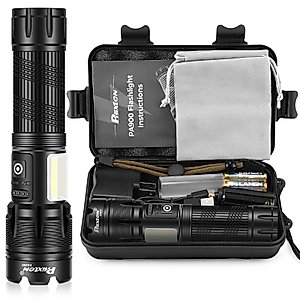 PHIXTON Flashlights Rechargeable LED High Lumens, Powerful 900,000 Lumen Flashlight, High Power Heavy Duty Red & White Flash Lights, Double Source, for Men Gift Emergency Hiking Work