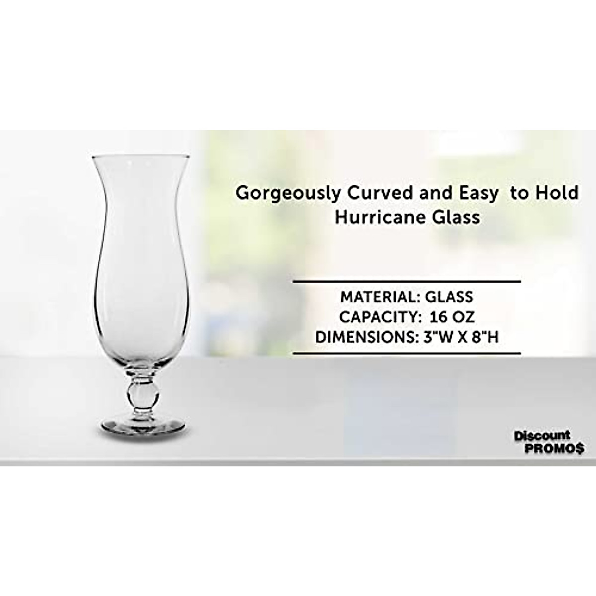 Libbey Hurricane Glasses 16 oz. Set of 12 Bulk Pack - Perfect Cocktail Glasses used as Pina Colada Glasses or Mudslide Glasses - Clear