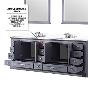 Bell+Modern Tybee 84 in. W x 22 in. D Dark Grey Double Bath Vanity, Cultured Marble Top, Faucet Set and 34 in. Mirrors