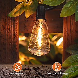 WENFENG Outdoor String Lights, 50FT 2200K LED Patio Lights with ST38 Waterproof Bulbs, Retro Connectable String Lights for Patio Backyard Balcony