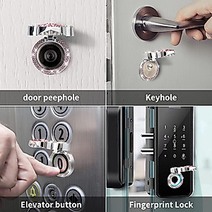 Pangpai Car Cute Push to Start Button Cover Accessories, Bling Crystal Car Engine Start Stop Button Cover, Pink Car Decoration Interior Sticker for Women Girl