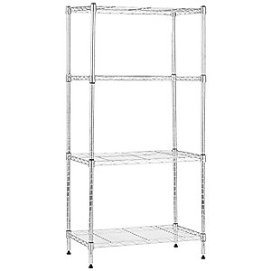 Amazon Basics 4-Shelf Adjustable, Storage Shelving Unit, (200 Pound Loading Capacity per Shelf), Steel Organizer Wire Rack, 13.4"D x 23.2"W x 48"H, Chrome