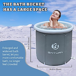 BINYUAN Ice Bath Tub for Athletes Portable Cold Plunge Tub Ice Bath Cold Plunge Tub Outdoor Ice Tub Barrel Ice Bath Tub For Adults Cold Therapy Tub for Recovery (Grey-29.5"Φ x 29.5"H)