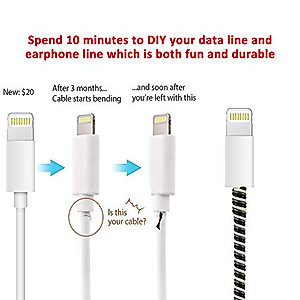 ZOSTLAND DIY Protectors ET Blue Baby Apple Data Cable USB 5W 18W Charger Data Line Earphone Wire Saver Protector Compatible with iPhone 5S SE 6 6S 7 8 Plus X 11 12 13 14 MAX iPad iWatch (Basic Stitch)