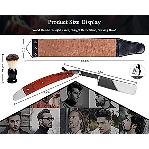 Straight Razor Barber Razor Straight Edge Razor navaja de barbero Straight Razor Kit Professional Shaving Razor with Strop Shaving Brush Leather Strop