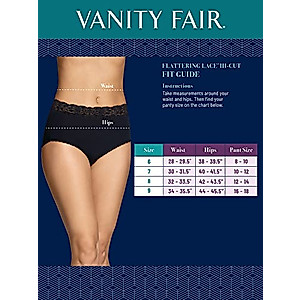 Vanity Fair Women's Flattering Lace Panties: Lightweight & Silky with Superior Stretch, 3 Pack-Black, 6