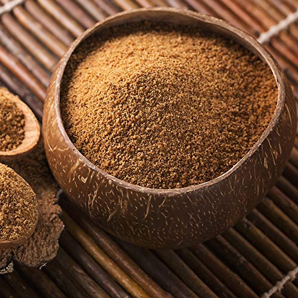 Set of 4 Vietnamese Coconut Bowls and Spoons by Okey Kitchen, 100% Natural, Organic, Eco-Friendly, Vegan, Buddha Smoothie Coco Bowl and Spoons from Ben Tre Artisan Craft (Polished)