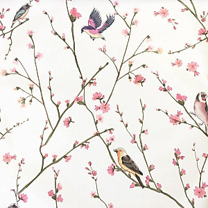 Self Adhesive Vinyl Vintage Floral Birds Shelf Liner Contact Paper for Cabinets Dresser Drawer Furniture Walls Decal 17.7X117 Inches