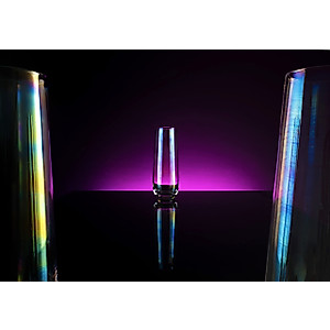 Iridescent Luster Pearl Radiance Set of 4 Champagne Glasses 10oz Each - Radiance White Pearl Whimsy and Nostalgia Large Wine Glass, Colored Wine Glasses, Iridescent Wine Glasses, Rainbow Glasses