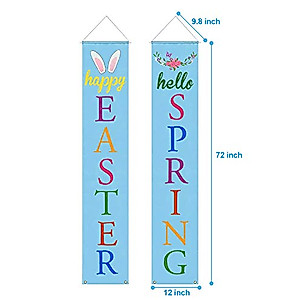 Easter Spring Porch Sign, Hanging Banners Front Porch for Easter Door Decor Outdoor Indoor Party