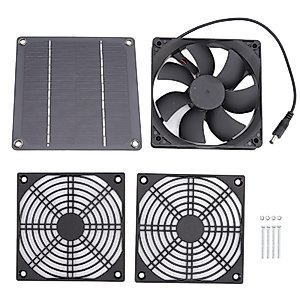 Cryfokt Waterproof Solar Powered Exhaust Fan, Outdoor Solar Panel Fan Kit Portable Ventilator with 39In Cable, Cooling Ventilation for Greenhouse, Chicken Coops, Sheds