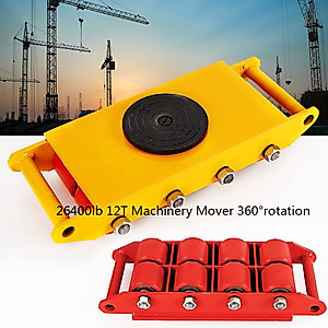 12T Machine Dolly Skate, 26400lbs Machinery Moving Skate, Machinery Mover Skate with 8 Rollen 360° Rotation, Heavy Duty Machine Skate for Industrial Moving Equipment (Red)