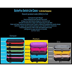 ButterFox Slim Compact Carrying Case for Nintendo Switch Lite with 19 Game and 2 Micro SD Card Holders, Storage for Switch Lite Accessories (Premium Gray)
