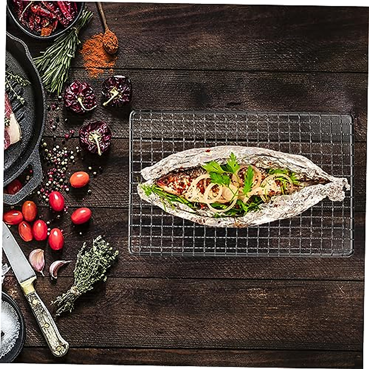 IFANLANDOR 1 Pc Stainless Steel Grill Grilling Grid Roasting Rack Charcoal Grill Grate BBQ Wire mesh Stainless Steel mesh mat Smoker mesh Grate Charcoal BBQ Barbecue Mesh Camping Smoky