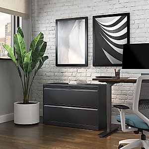 Lorell 2-Drawer Lateral File, 42 by 18-5/8 by 28-1/8-Inch, Charcoal