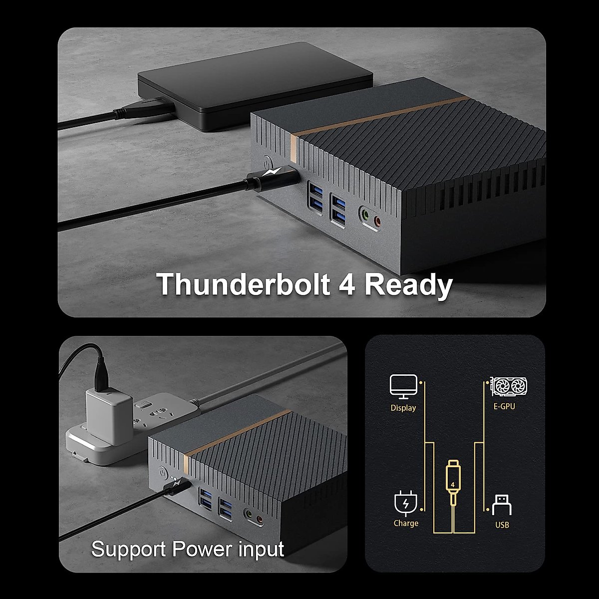 Mini Gaming PC Intel 12th i9-12900H,14Cores 20Threads Max to 5.0GHZ, Mini Gaming Desktop Computer, Thunderbolt 4, 2x2.5G Intel Ethernet,4x4K Output, 32G RAM 1TB PCIE 4.0 SSD,WiFi 6 Windows 11Pro