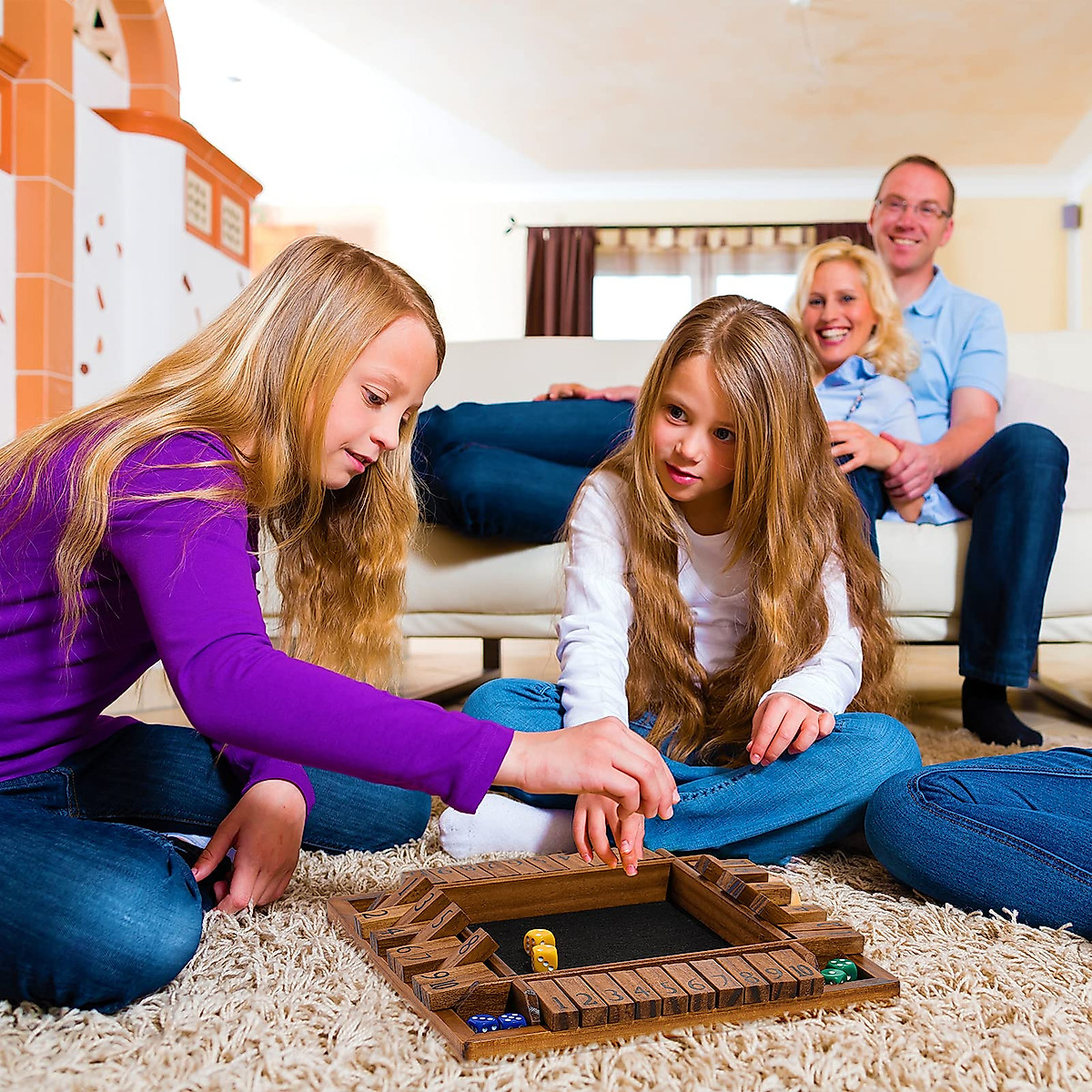 Crobyi Shut The Box Game Wooden for 1-4 Players，Educational & Fun Wooden Board Game with 10 Dice and Shut-The-Box Instructions for Kids & Family, Pub Dice Game for Adults. (12 Inches)