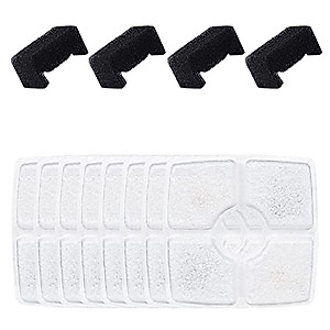 Wonder Creature Cat Fountain Filter for Cubic Cat Water Fountain Stainless Steel Top, 8 Carbon Filters 4 Foam Filters Pack for Cubic Cat Fountain, Elliptical Cat Fountain Filter