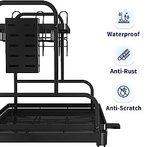 Kitsure Dish Drying Rack - Multipurpose 2-Tier Dish Rack, Dish Drainers for Kitchen Counter, Large-Capacity Dish Dryer, Kitchen Drying Rack for Dishes w/Cutlery Holder & Cup Holder 4064SI
