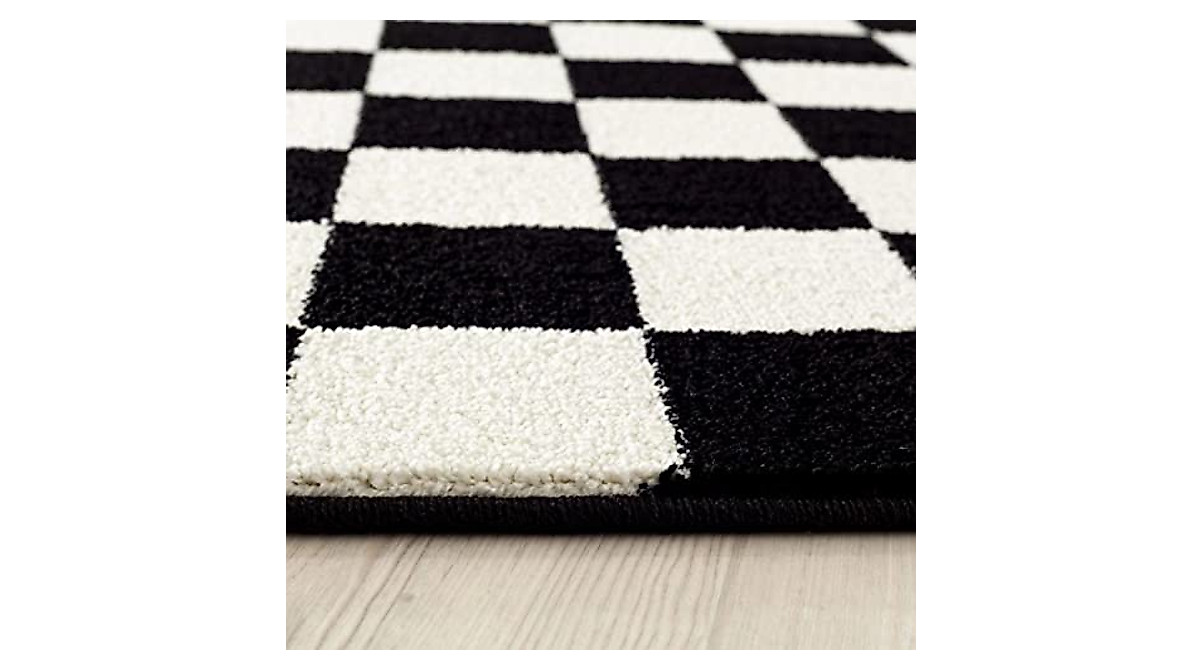 Luxe Weavers Modern Checkered Rug 8x10 Black - Stain Resistant & Durable