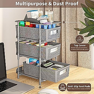 LIWAKA 2 Pcs 4 Tier Bathroom Cabinet Organizer,Pull Out Storage Organizer Under Sink Organizers with Dividers,Medicine Pantry Organization and Storage,Grey