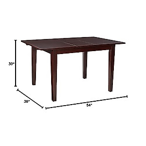 East West Furniture Milan Dining Room Rectangle Kitchen Table Top with Butterfly Leaf, 36x54 Inch, Mahogany