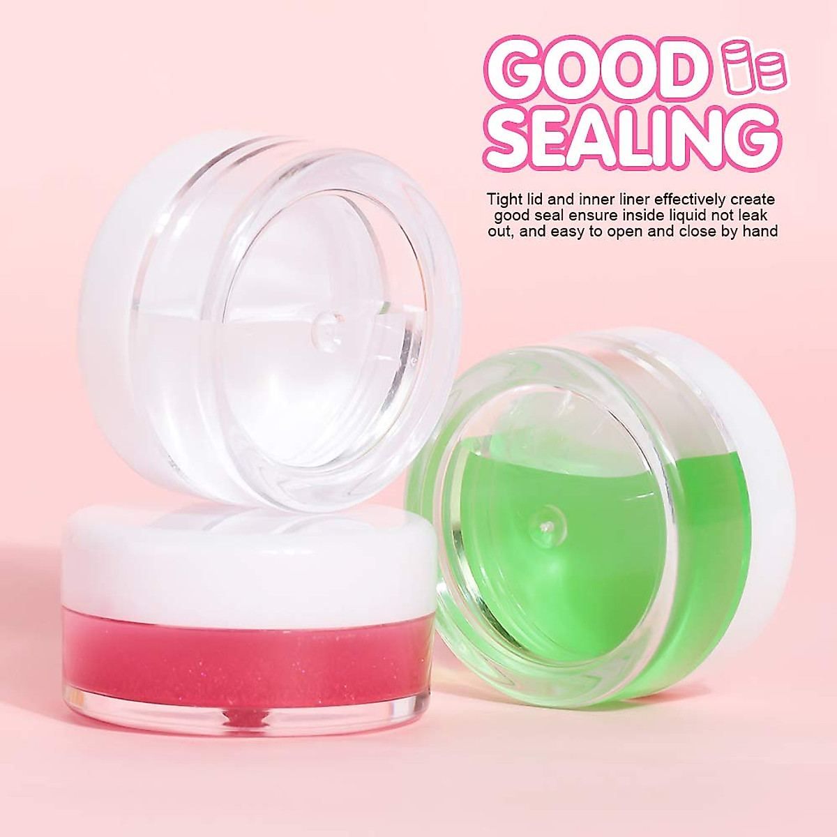 50 Pack Cosmetic Containers, HNYYZL 5 Gram Clear Round Pot Jar Plastic Sample Container with Lid, for Eye Shadow Bead Earring Liquid Lotion Cream Make-up Storage