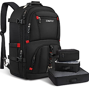 ZOMFELT Carry On Backpack, Travel Backpack for Men, 45L Flight Approved backpack with 3 Portable Packing Bags, 17.3 Inch Laptop Backpack, College Daypack, Water Resistant Business Weekender Bag