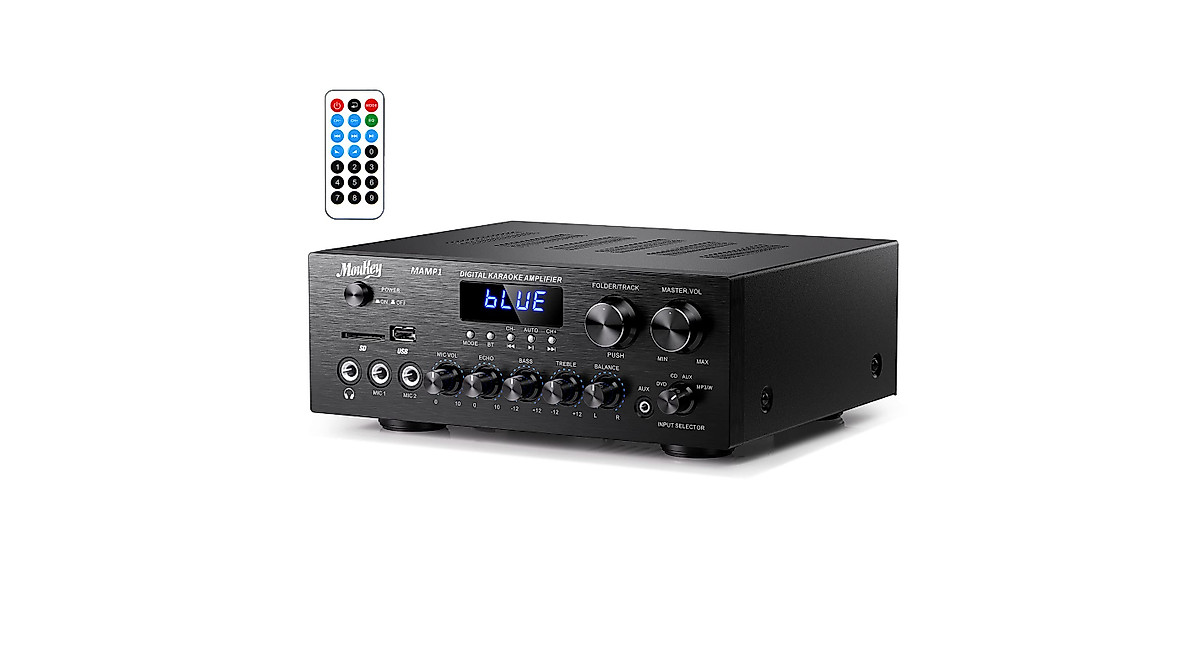Moukey 220W Stereo Amplifier with Bluetooth 5.0 | Home Theater & Studio