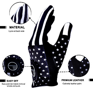 RAULAM INTERNATIONAL USA Flag Golf Gloves with Perfect Grip for Men and Women,Golf Glove American Flag Left Hand-Golf Glove Men Left Hand/Right Hand,Golf Glove Women Left/Right (Women Large, Right)