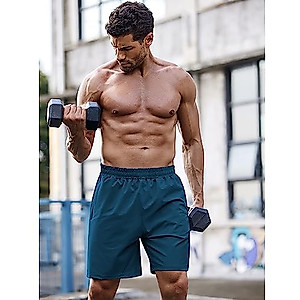 COOFANDY Mens Athletic Shorts Quick Dry Workout Shorts Bodybuilding Pants Training Running Weightlifting Jogger with Pocket Black/Blue