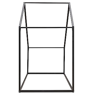 Epinki Twin Size Metal House Bed Kids Bed, Black, Kids Bed, No Box Spring Needed, Easy Assembly