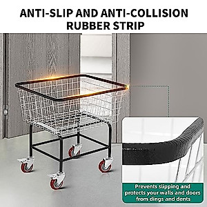 YITAHOME Wire Laundry Cart 4.5 Bushel, Rolling Laundry Basket with Wheels, Metal Commercial Wire Laundry Basket Cart with Galvanized Finish, Heavy Duty Large Steel Basket for Laundry Clothes Storage