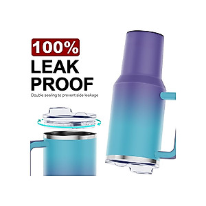 Zen Living 40oz Tumber with Handle and Straw| 100% Leakproof Tumbler with Lid and Straw| Made of Stainless Steel| Cup Holder Friendly Base Tumbler Blue Purple Glitter (blue purple) (Blue Purple)