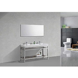 Cisco 60" Double Sink Stainless Steel Console with Acrylic Sink - Chrome