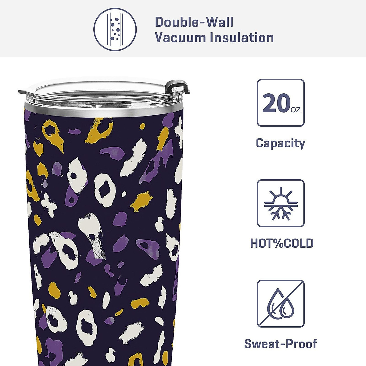 sanluoli Speckles Stainless Steel coffee cups with lids with Lid and Straw coffee mug insulated for café cute insulated coffee tumbler 20 OZ