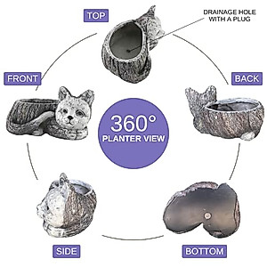 Cat Planter, Outdoor/indoor Planter for Succulents, Cat Grass. 7.7 inch Planter Pot with Drainage Hole, Ideal Gifts for Cat Lovers or Housewarming Gift