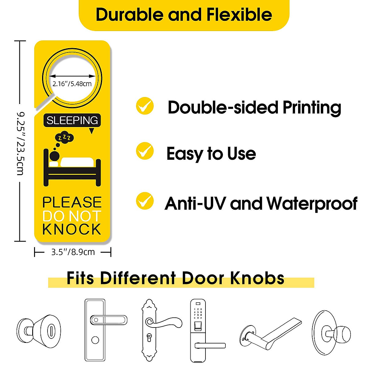 4 Pack Shh Baby Sleeping Door Sign, Dont Ring Doorbell Sign Baby Sleeping Sukh Do Not Knock Or Ring Doorbell Sign PVC Plastic