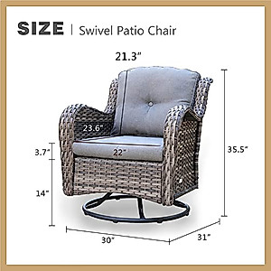 HAPLIFE Patio Wicker Swivel Rocker Chairs Rattan Outdoor Furniture Rocking Chair, Gray