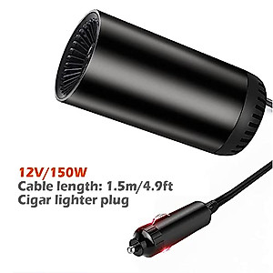 Car Heater 12V 150W 2 in 1 with Heating in Cigarette Lighter and Cooling Modes for Fast Heating Defrost Defogger, Suction Cup Portable Car Heaters Automobile Windscreen Fan