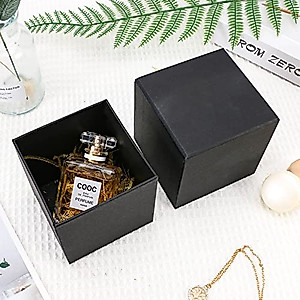 Dasofine Black Gift Boxes, 4'' × 4'' × 3.8'' Kraft Paper Square Box with Lid, 3pcs Small Gift Box, Candle Boxes, Gift Boxes for Halloween, Present, Party