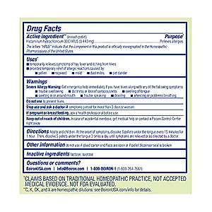 Boiron Histaminum Hydrochloricum 30C Homeopathic Medicine For Indoor Or Outdoor Allergy Relief, Hay Fever, And Hives - 80 Count (Pack of 3)