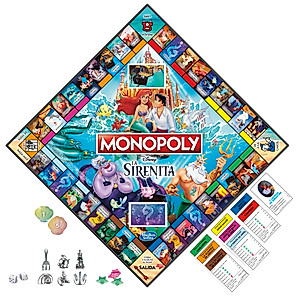 Monopoly Hasbro Gaming Disney's The Little Mermaid Edition Board Game, 2-6 Players for Family and Kids Ages 8+, with 6 Themed Tokens (Amazon Exclusive)