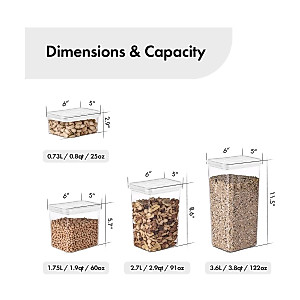 Neoflam Airtight Smart Seal Food Storage Container (Set of 3) | Crystal Clear Body, Matte Black Lid | Modular, Stackable, Nestable Design | Easy to Clean, BPA Free (Rectangle, 3,6L)