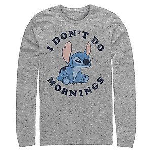 Disney Big & Tall Men's Lilo Stitch Mornings Tops Long Sleeve Tee Shirt, Athletic Heather, 5X-Large