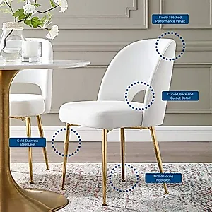 Modway Rouse Performance Velvet Dining Side Chair in White