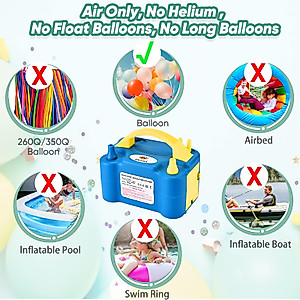 NuLink Electric Portable Dual Nozzle Balloon Blower Pump Inflation for Decoration, Party [110V~120V, 600W, Royal Blue]