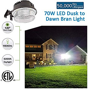SZGMJIA 1pk Dusk to Dawn 70w LED Barn Light and 2pk Dusk to Dawn 50w LED Barn Lights