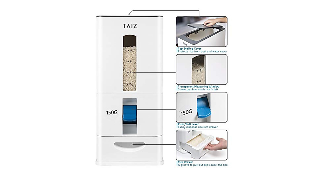 Taiz Rice Dispenser 25 lbs - Convenient Storage Solution